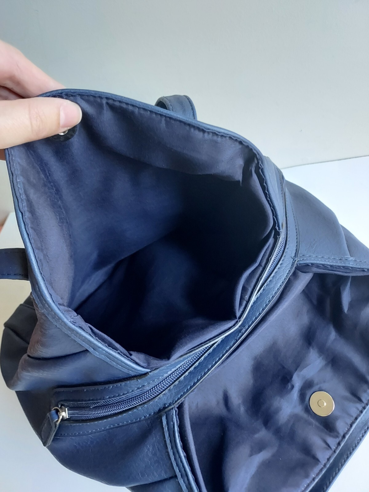 Rosetti Navy Blue Leather Handbag Double Handle Many Compartments MINT ...