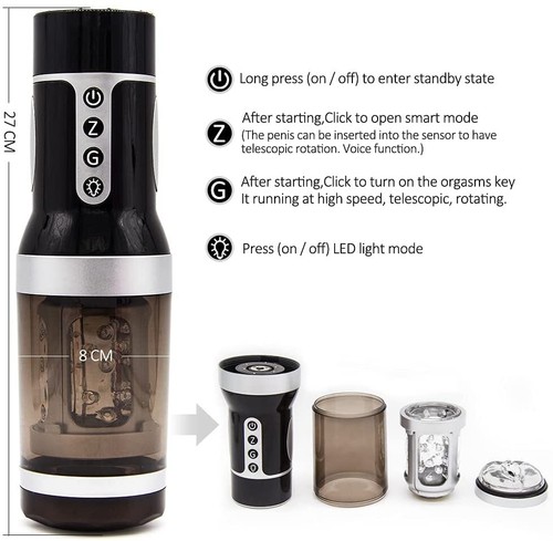 Men Automatic Telescoping Male Masturbator Stroke Rotating Handsfree ...