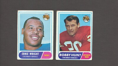 Cincinnati Bengals (2) Bobby Hunt #122, Ernie Wright ~ 1968 Topps ...