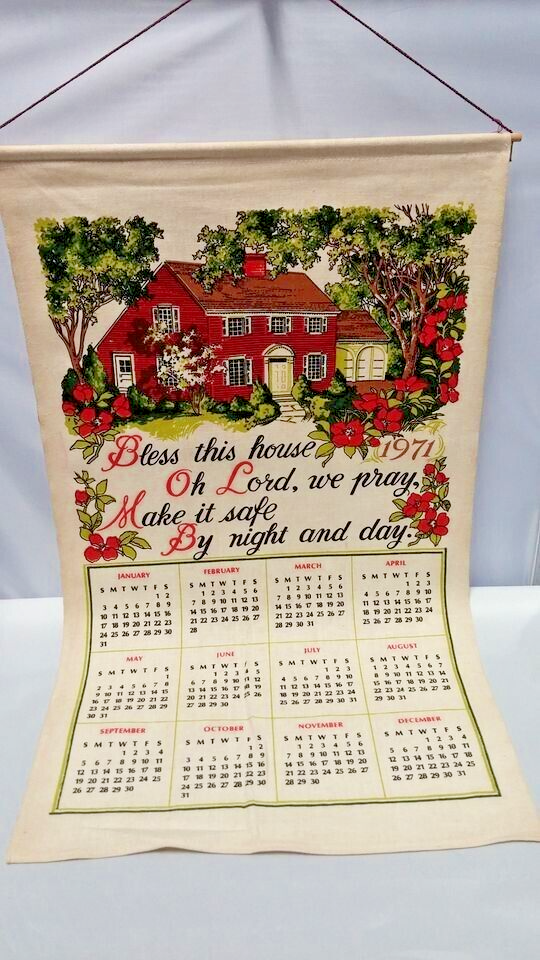 Vintage Linen Wall Calendar 1971 | eBay