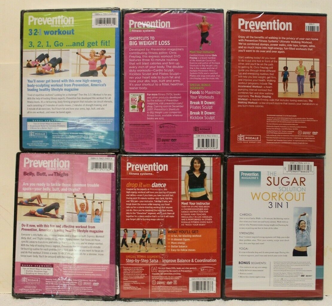 NEW 6 Prevention Fitness workout DVDs ultimate walking belly Dance ...