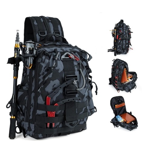 Fishing Tackle Backpack With Cooler Waterproof Rod Holder Large Storage ...