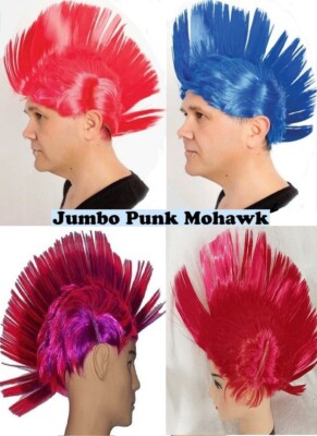 MOHAWK WIG 70s 80s Disco PUNK ROCK Halloween COSPLAY Fancy Dress ...