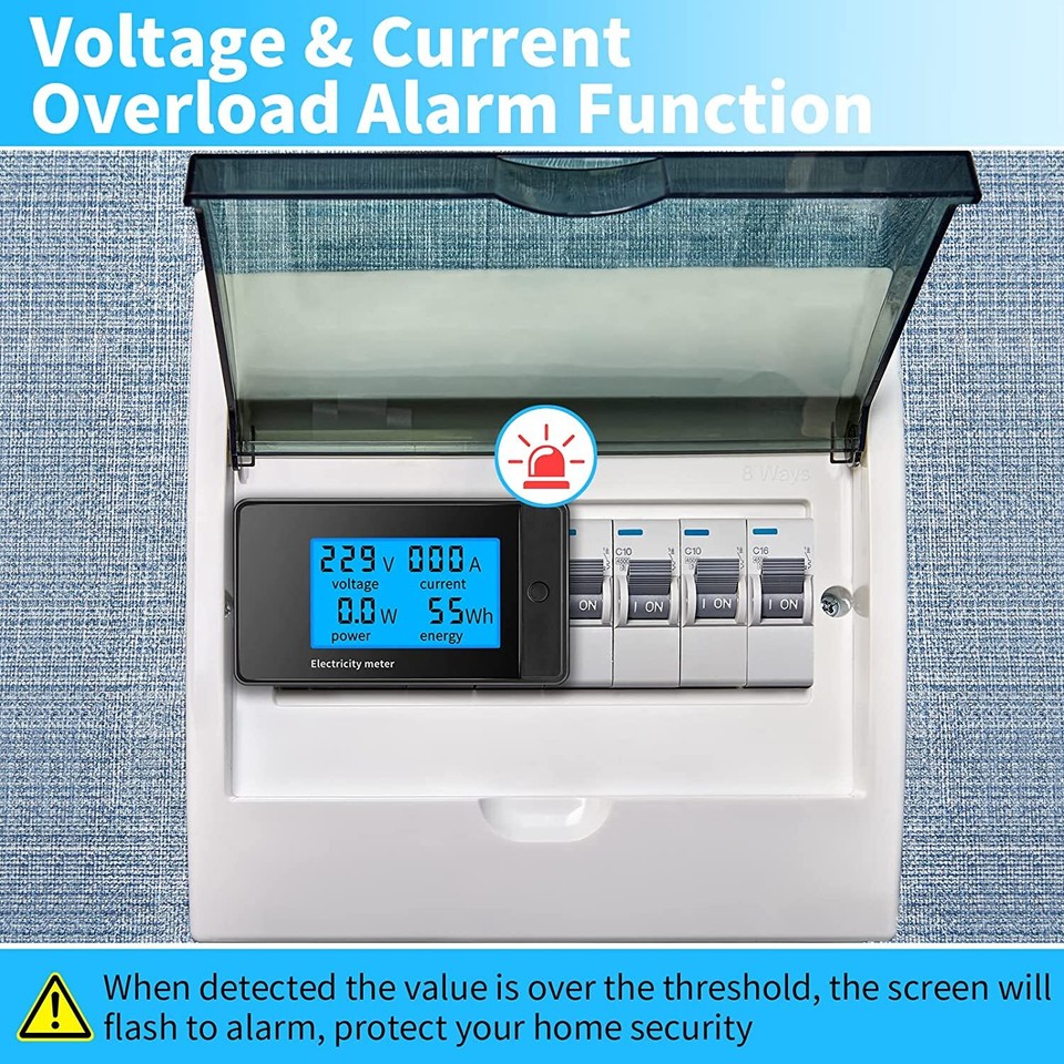 100A AC 85-400V Digital Watt KWH Current Power Energy Meter Ammeter ...