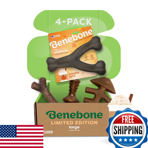 Benebone Limited Edition Large 4 Pack Pumpkin Wishbone Dog Chew Toys | eBay
