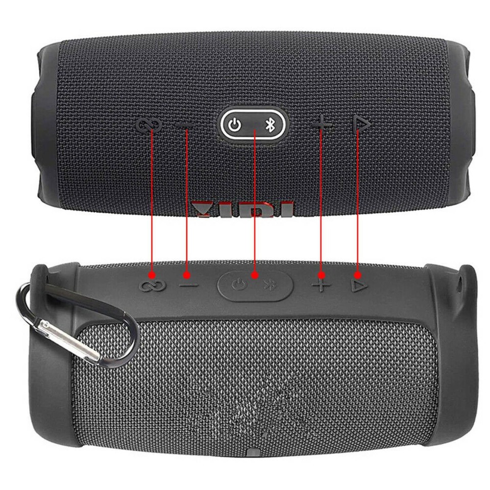 Black Silicone Cover Pad With Strap For JBL Charge 5 Bluetooth Speaker ...