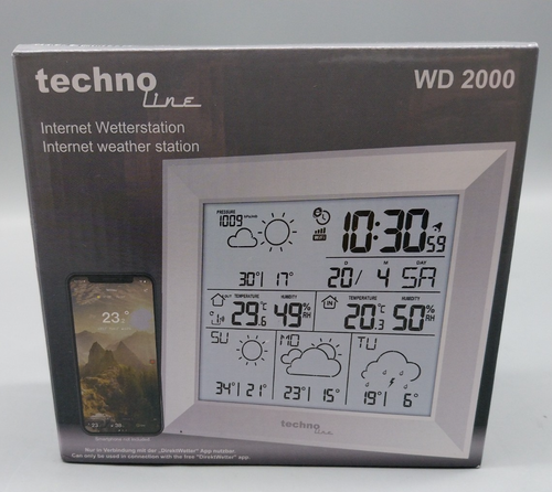 Technoline WD 2000 Wetterstation - Silber Uhr Wetterprognose Hygrometer ...