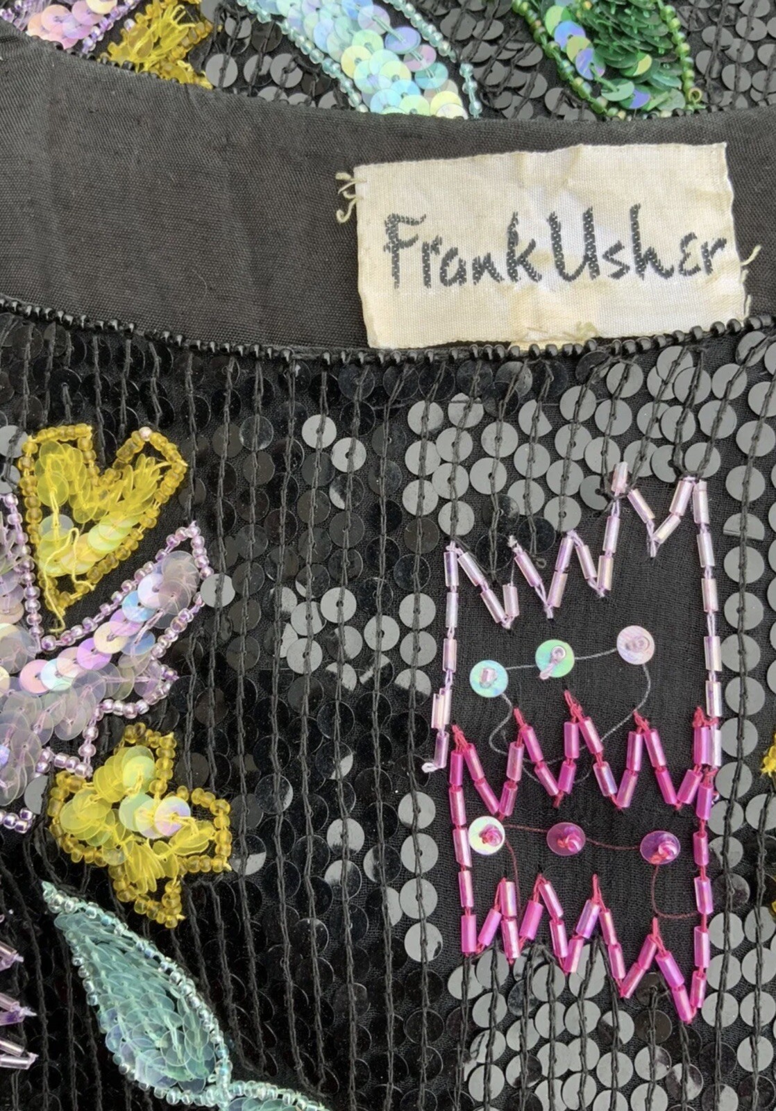 VINTAGE FRANK USHER 80’s GRAFFITI SEQUIN TUNIC TOP MINI DRESS M 10 12 ...