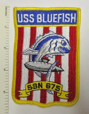 US NAVY SUBMARINE PATCH USS BLUEFISH SSN-675 Flatwire Original Vintage ...