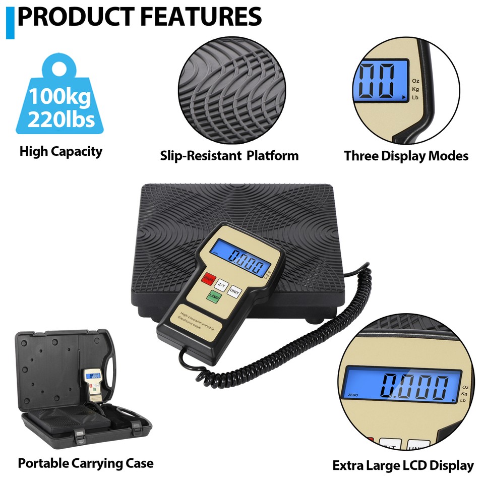 Digital Refrigerant Electronic Charging Scale Meters 220 lbs for HVAC ...