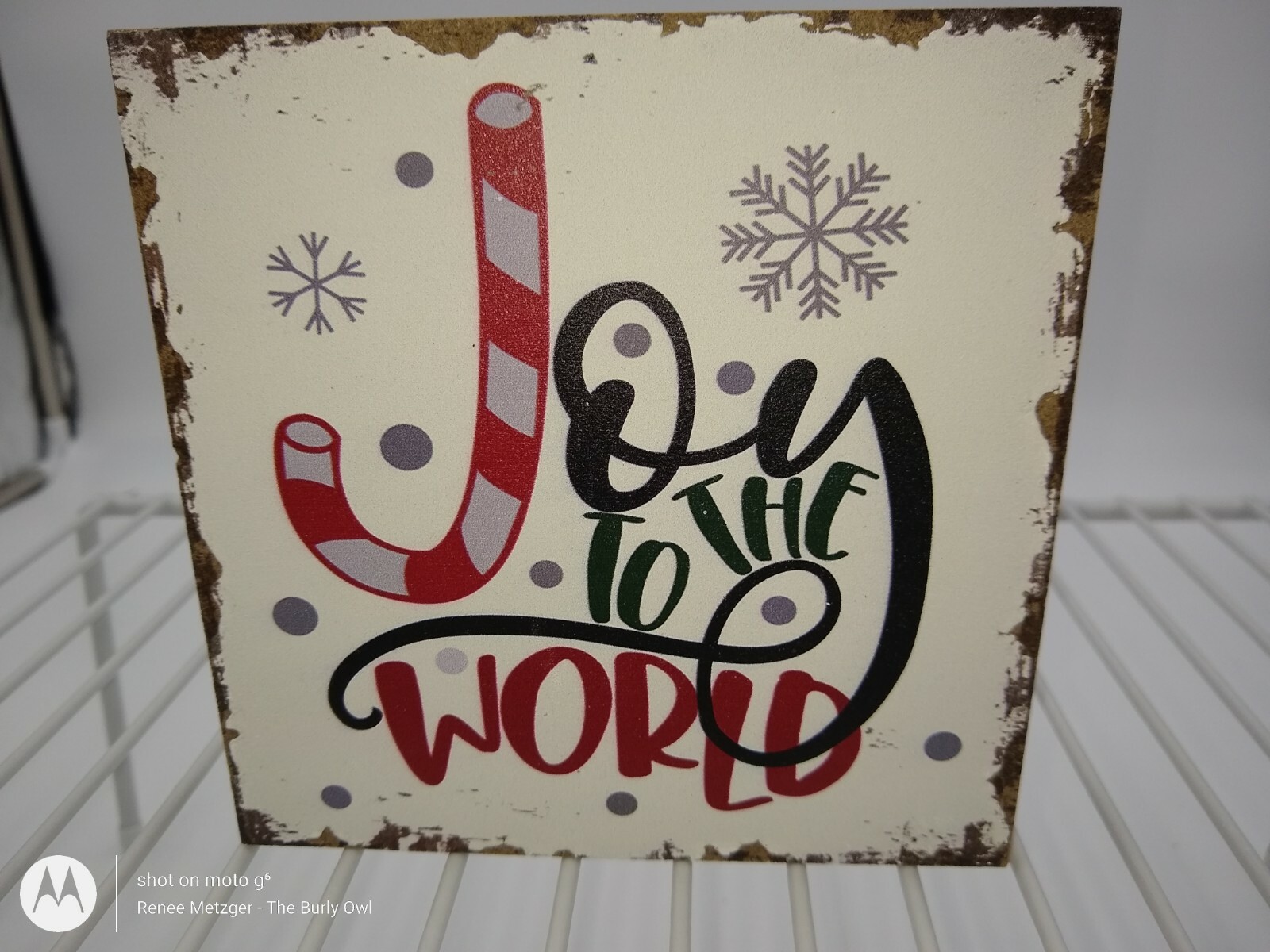 Brand New White/Black/Red Distressed Joy to the World 5x5 in. Block ...