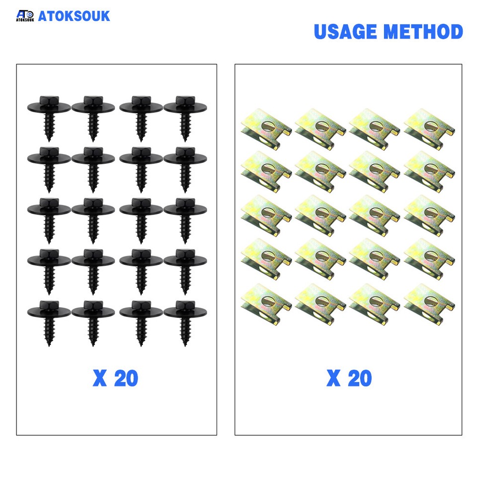 40x For BMW Engine Splash Shield Bolt Under Cover Rivet Fastener Screw ...