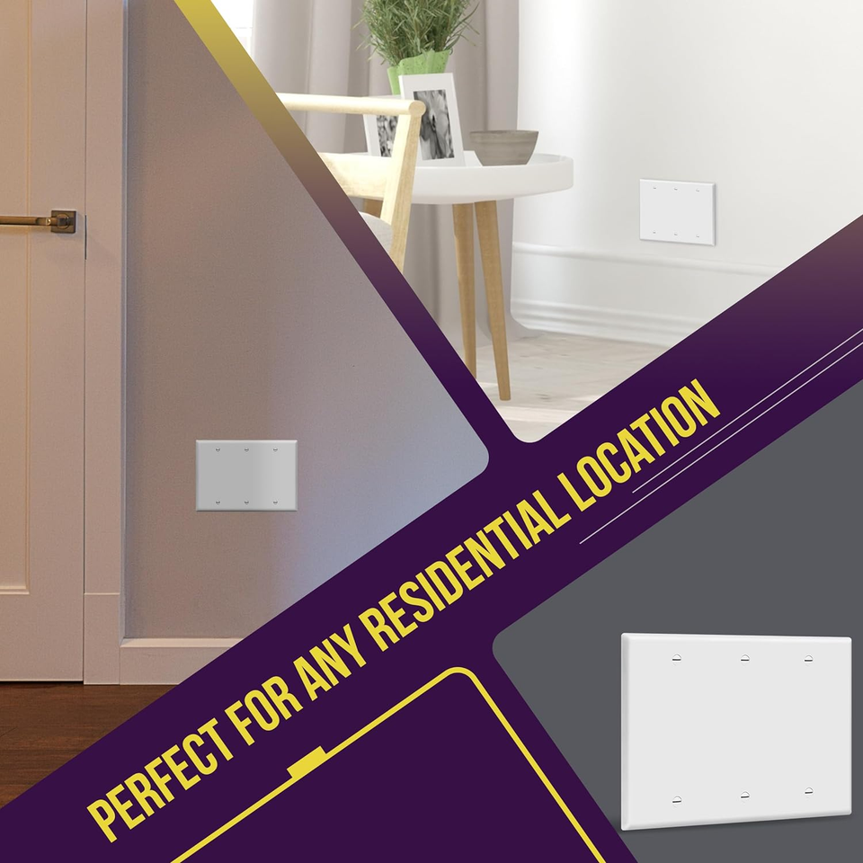 Blank Device Wall Plate, Blank Outlet Cover, Gloss Finish, Standard ...