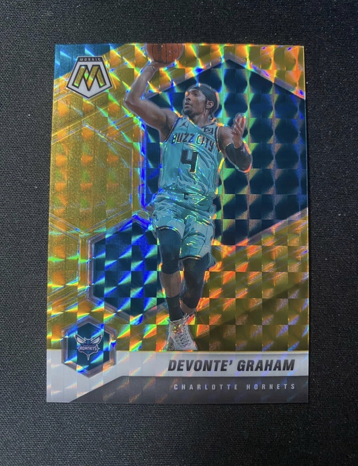 Devonte' Graham 2020-21 Panini Mosaic Gold 4/10 - Number Match! Hornets ...