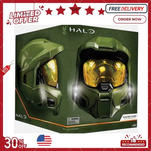 HALO Master Chief Deluxe Helmet with Stand - LED Lights on Each Side ...