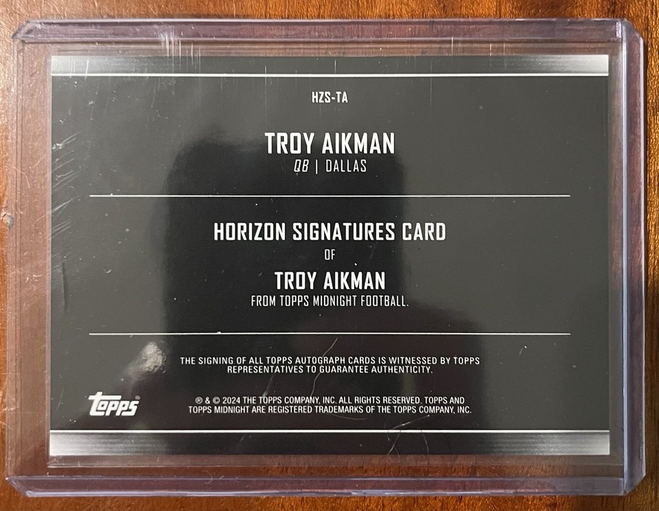 2024 Topps Midnight Troy Aikman #HZS-TA Horizon Signatures /35 Cowboys ...