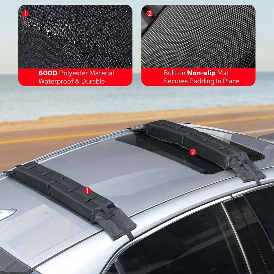 Generic Car Soft Roof Rack Pads Luggage Carrier System for Canoe ...