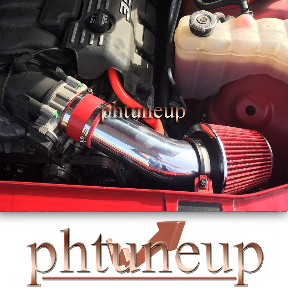 RED AIR INTAKE KIT FIT 11-18 DODGE CHARGER CHALLENGER CHRYSLER 300 6.4L ...