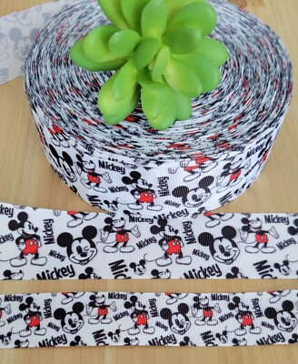 7/8, 1, 1.5" (1 YD) Mickey Mouse Grosgrain Ribbon Disney Hair Bow Red ...