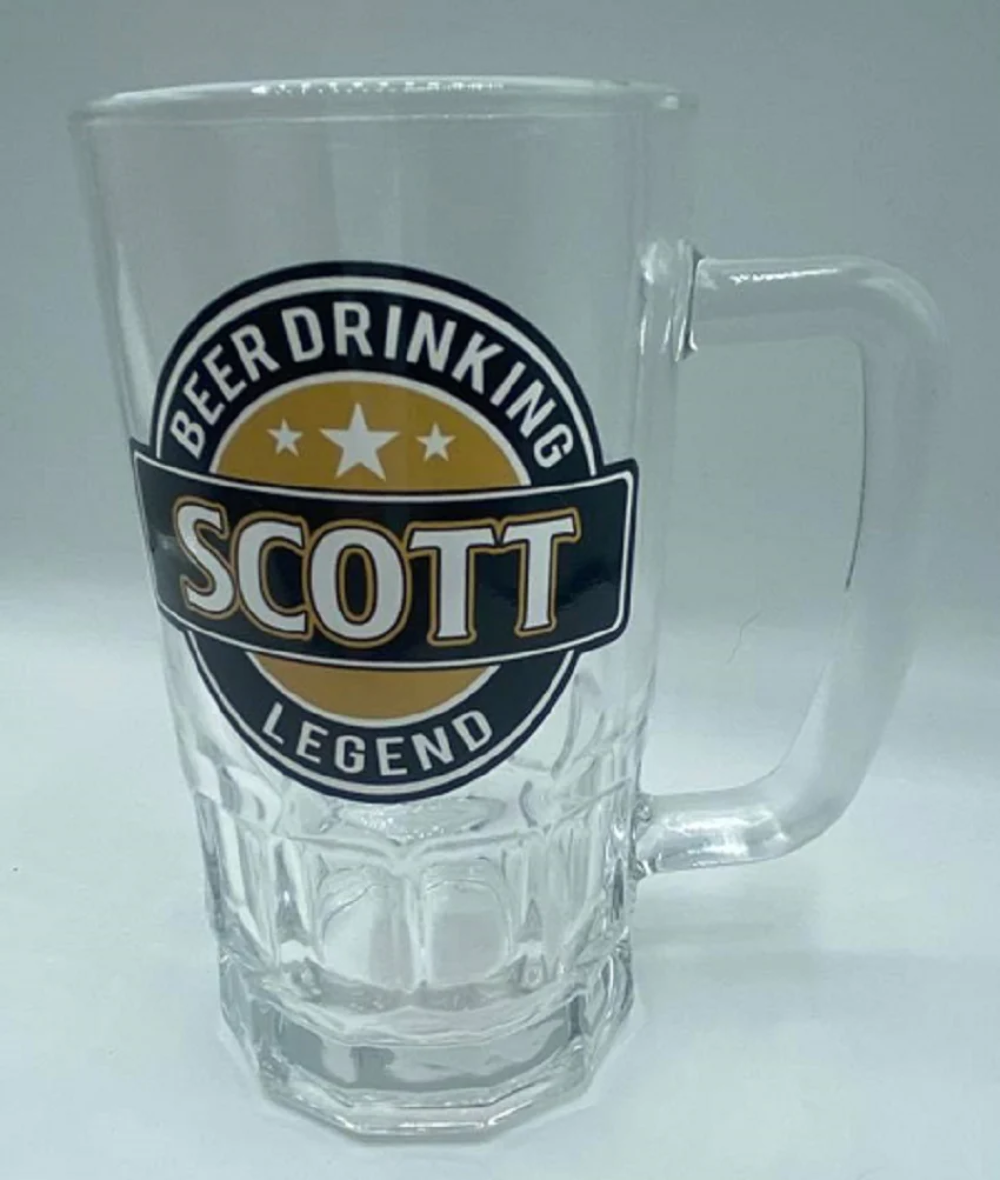 Scott Beer Drinking Legend Glass Beer Mug Stein 500ml Fathers Day ...