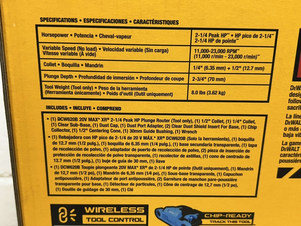 DEWALT 20V MAX XR 2 1/4 Horsepower Plunge Router Cordless Brushless ...