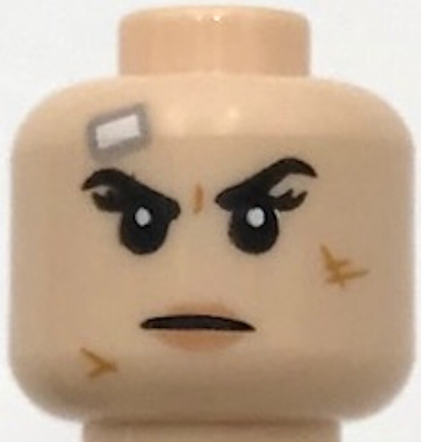 Lego New Minifigure Light Nougat Head Tan Lips Black Eyebrows Bandage ...
