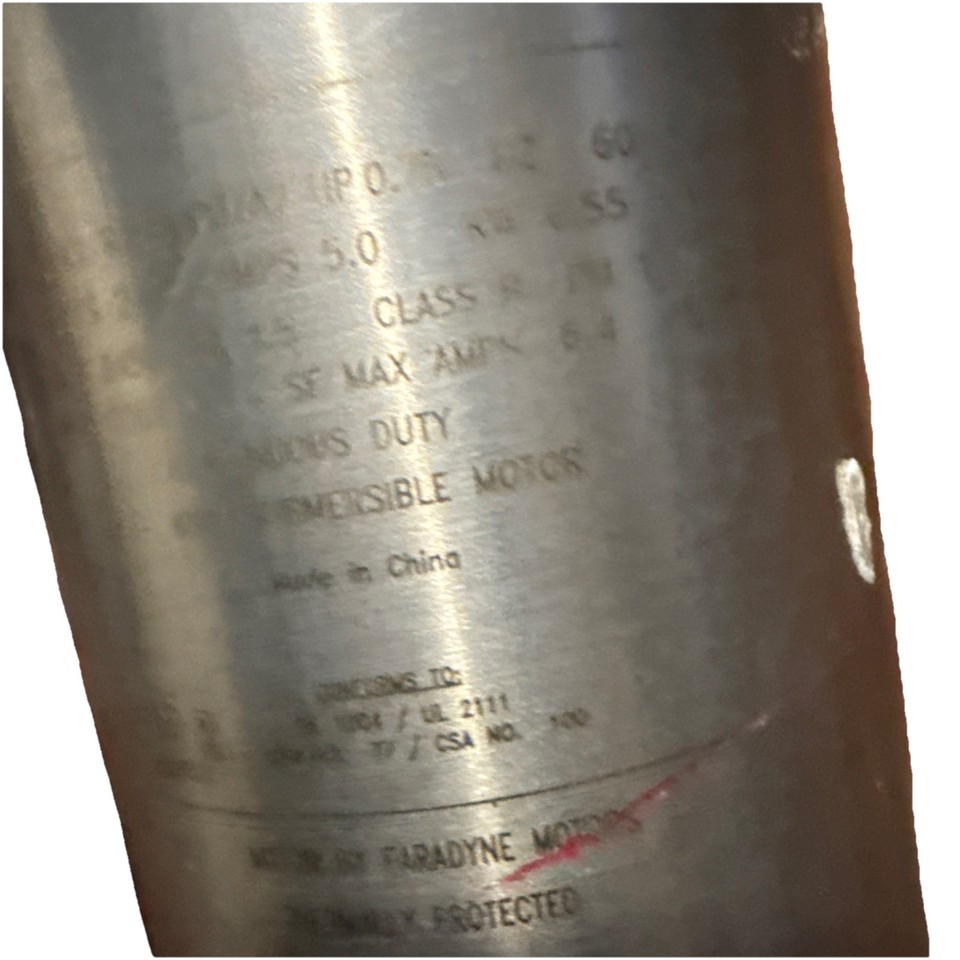 Submersible Well Pump .75 HP 3450 RPMStainless Steel Sta-Rite ...