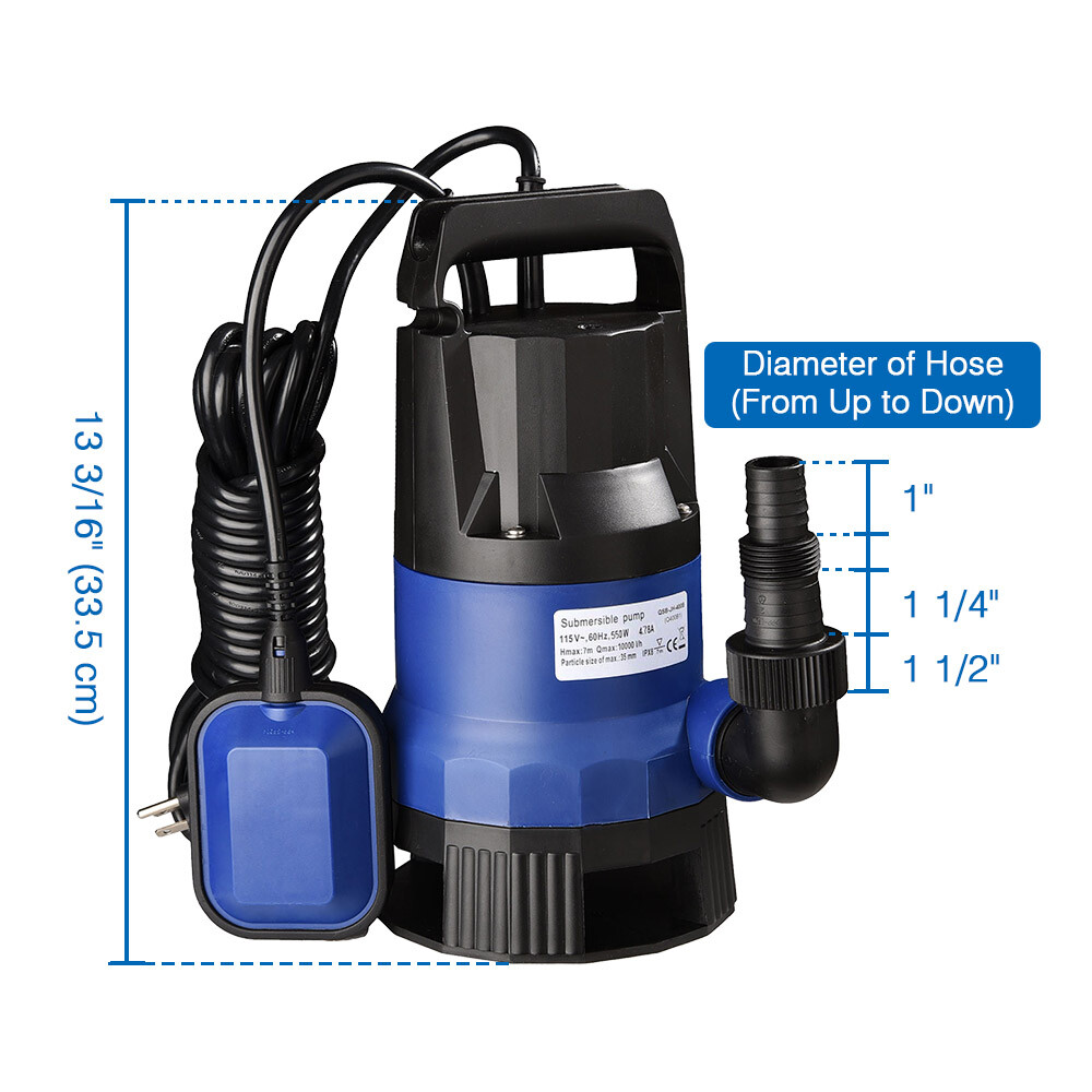 550W Submersible Water Pump Swimming Pool Dirty Flood Clean Pond 3/4 HP ...