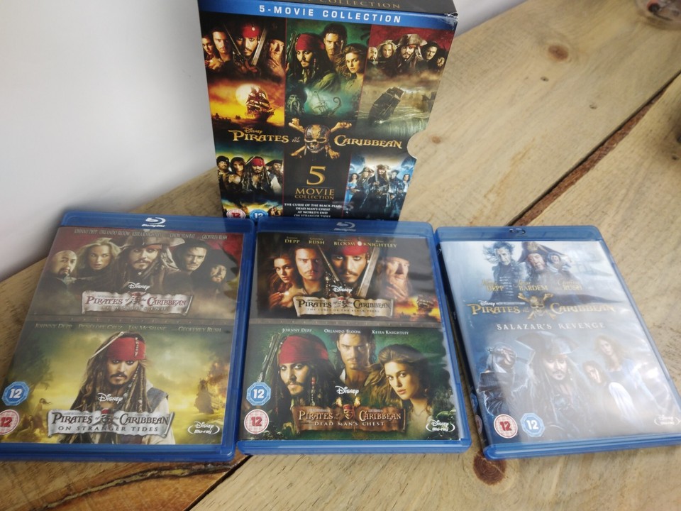 Disney Pirates of The Caribbean 5 Movie Collection Blu-Ray Discs Johnny ...