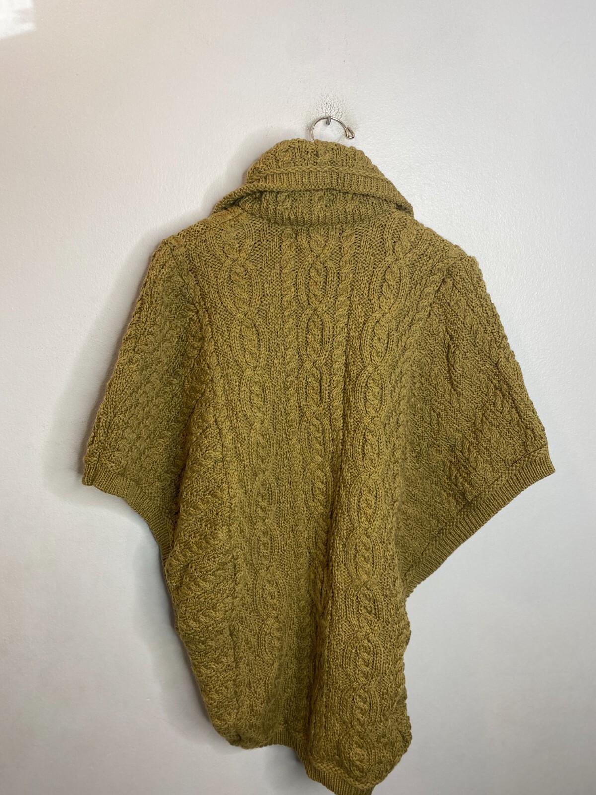 Aran Craft Merino Wool Zip Front Cape Cable Knit Swea… - Gem