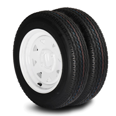 2pcs 5.30-12 Trailer Tires & Rims 5.30x12 530-12 LRB 4 Lug White Spoke ...