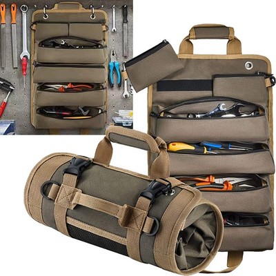 Roll Up Tool Bag Roll Tool Organizer with 3 Detachable Pouches Tool ...