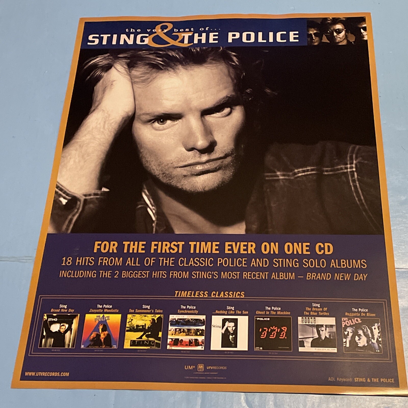 S11 2002 Very Best Of Sting & The Police Original Promo Poster 24 X 18 ...