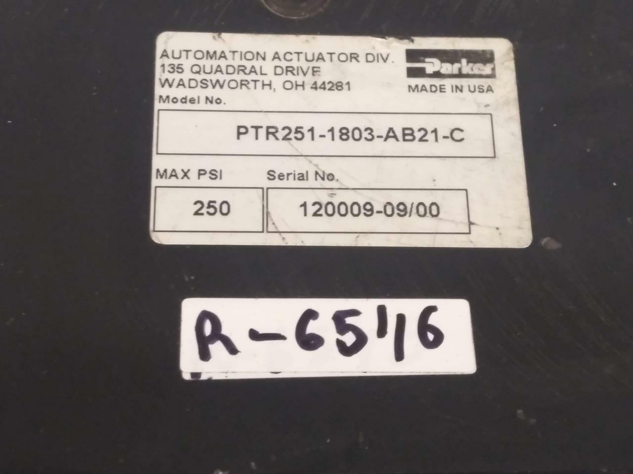 Parker Pneumatic Actuator PTR251-1803-AB21C 250PSI 1.35"Rod 2.75"Bore ...