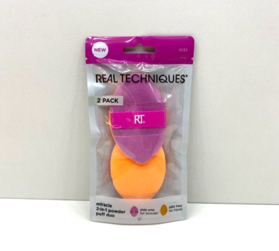 NEW RT Real Techniques Miracle 2-In-1 Powder Puff Duo 2 Sides 2 In Pack ...