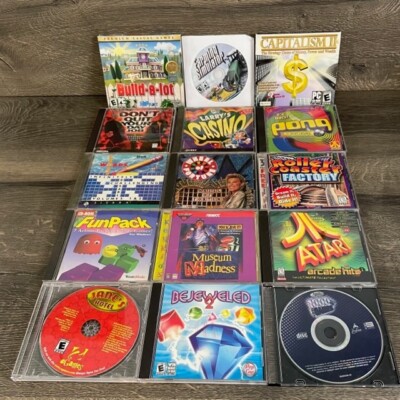 Lot of 15 Random PC Games/Discs (Pong/Bejeweled/Jane's Hotel/Capitalism ...