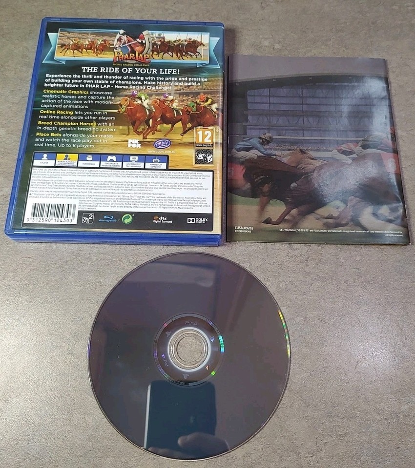 PS4 PHAR LAP Horse Racing PAL EXCLUSIVE Pharlap Authentic Complete ...