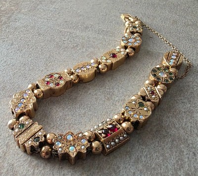 VINTAGE CLASSIC 14K SLIDE BRACELET SET w/ GEMSTONES 22.2g, c. 1970's | eBay