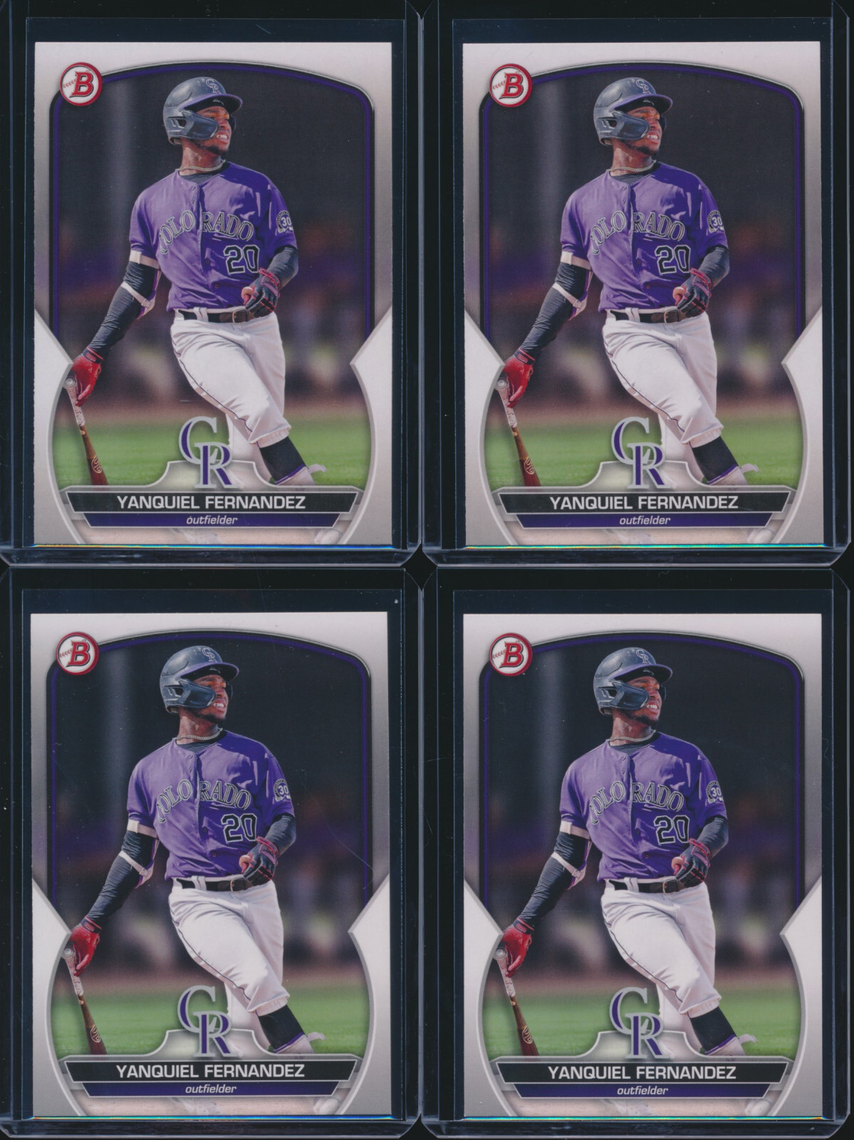 Lot of (4) YANQUIEL FERNANDEZ 2023 Bowman Paper Prospects ROCKIES ...
