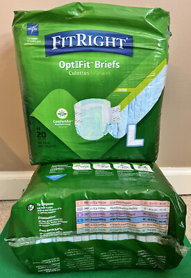 Fitright EXTRA Adult Briefs 2 Pack of 20 Size Large 48-58" Lot of 40 ...
