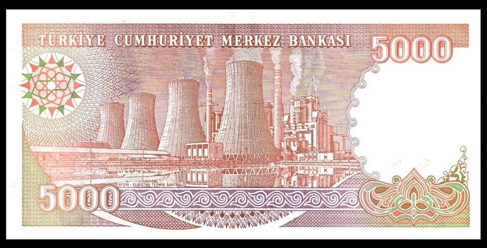 🇹🇷 Turkey 5000 , 5.000 Lira P 198 UNC * 1990 * ATATURK *** Serie : I 01 ...