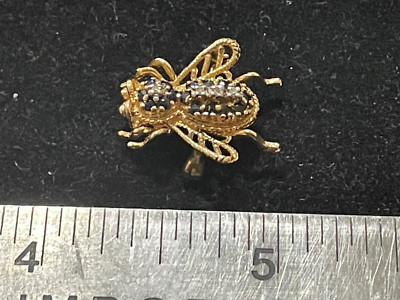 14k Gold Bumble Bee Pin Pendant Yellow Gold Sapphire & Diamonds | eBay