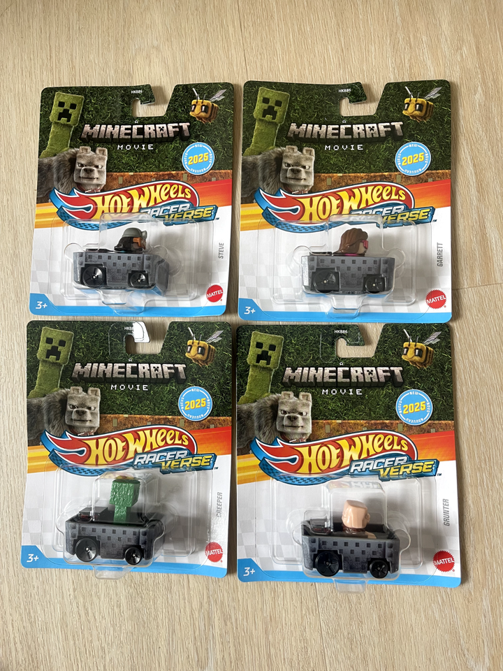 Hot Wheels Racer Verse 2025 Minecraft Movie Set Of 4 Creeper Steve ...