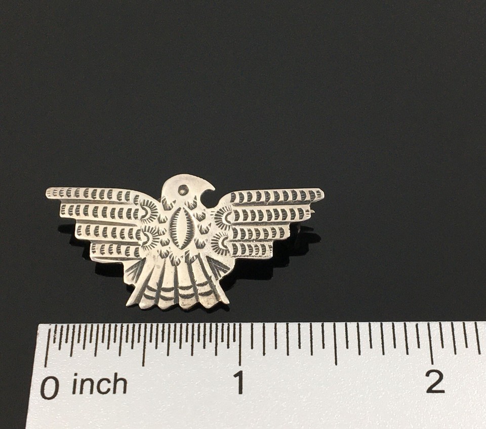 NATIVE AMERICAN NAVAJO HAND STAMPED SILVER THUNDERBIRD PIN | eBay