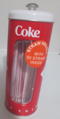 Coca-Cola Coke Ice Cold Metal Straw Dispenser Holder with Bottle Straws ...