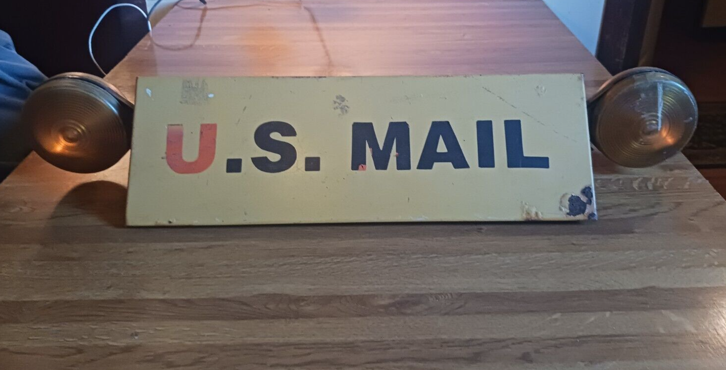 ~Old Vintage U.S. Postal Service Mail Car Truck Roof Lighted Sign Man ...