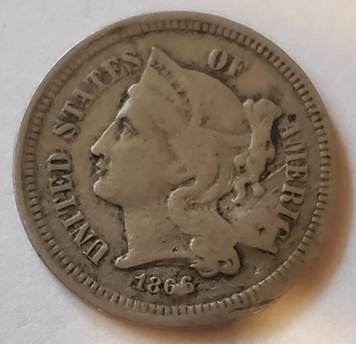 1865 Three Cent Nickel Piece 3C Civil War Date Choice US Type Coin ...