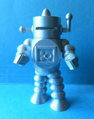Original 3-D print 1950s antenna robot 3-inch hard plastic toy Spaceman ...