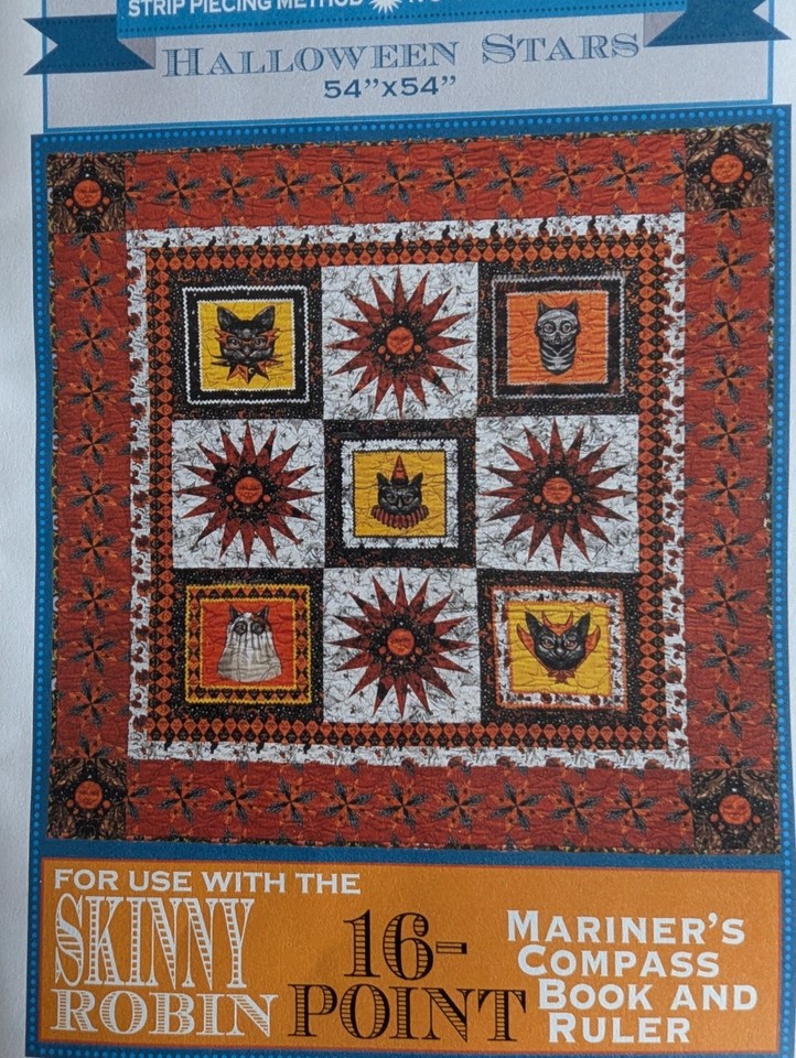 Halloween Stars Quilt Kit - Fabric, Mariners Compass Book & Ruler ...