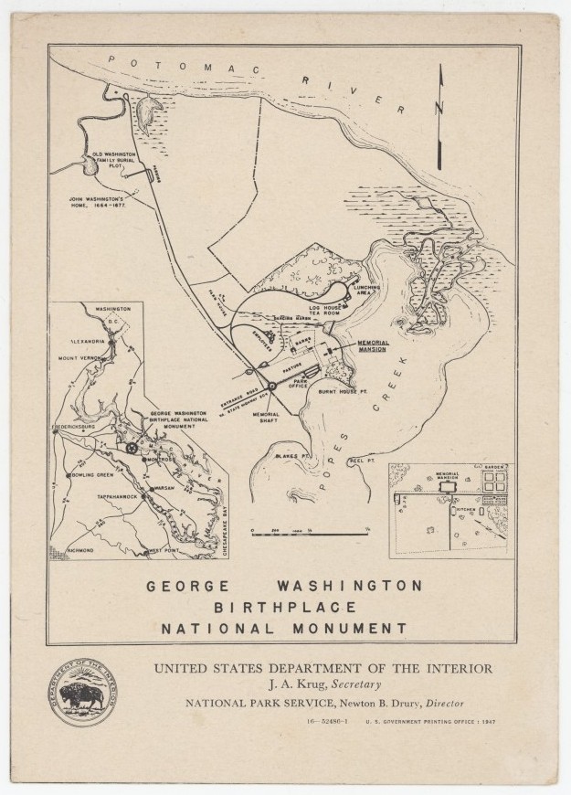 1947 George Washington Birthplace National Monument - Virginia: Trifold ...